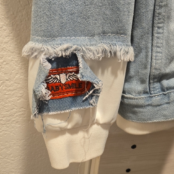 Jackets & Coats | Hanakokun Denim Anime Jacket With White Accents ...